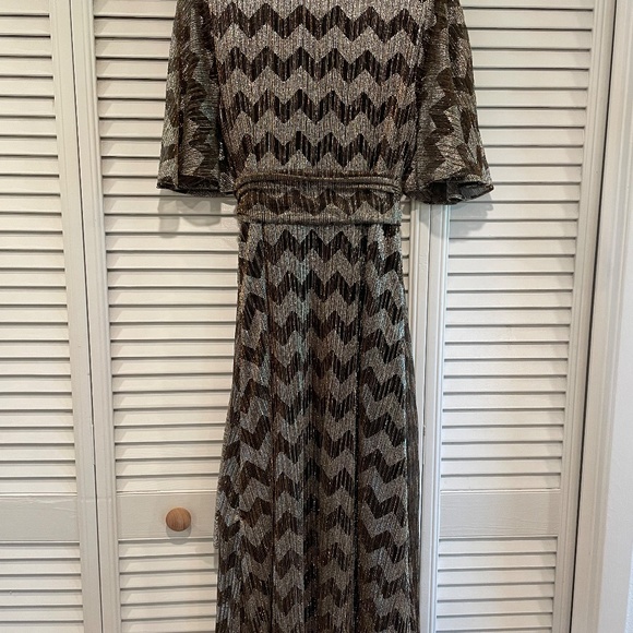 Debenhams | Dresses | Debenhams Zig Zag Metallic Wrap Dress | Poshmark